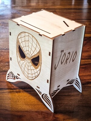 Personalised Wooden SpiderMan Money Box Boy or Girl Birth Birthday ...