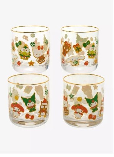 Hello Kitty Gingerbread 10oz Short Glasses Set of 4 (NEW IN BOX) | eBay