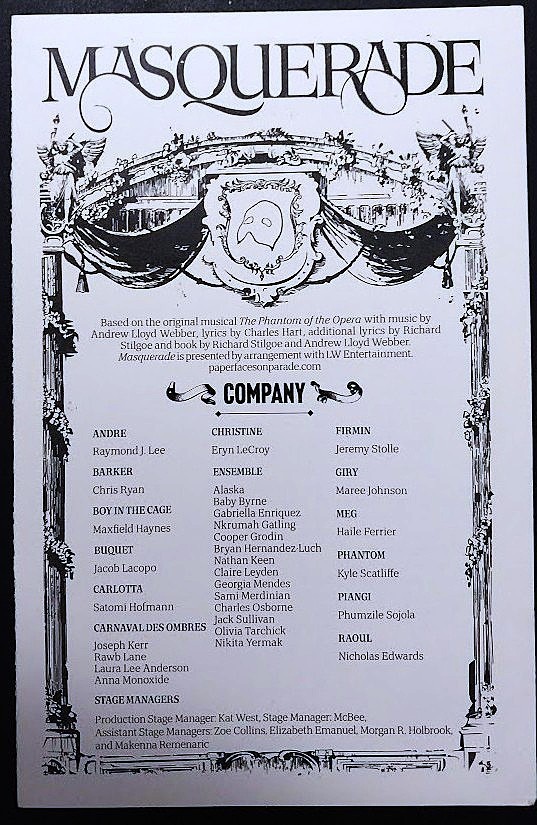 Masquerade Immersive Phantom Of The Ópera Show Program And Mask Set | eBay