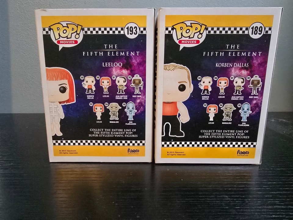 Funko Pop! Fifth Element Korben Dallas #189 & Leeloo #193 (Slightly ...