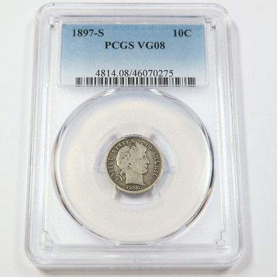 1897 S PCGS VG8 - Silver Barber Dime US Coin #46091A | eBay