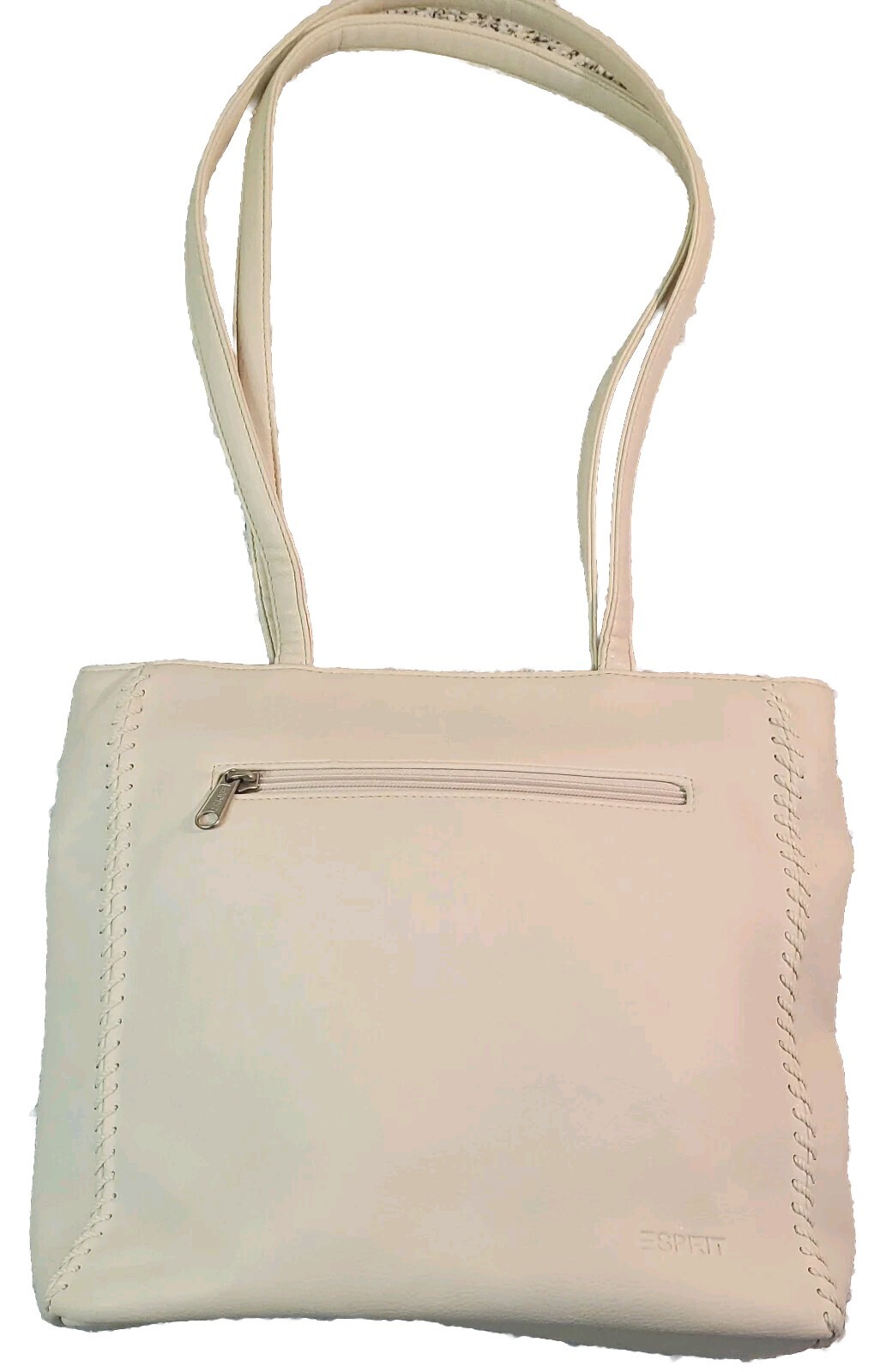 Vintage Faux Leather 80s CREAM COLOR Shoulder Bag Pur… - Gem