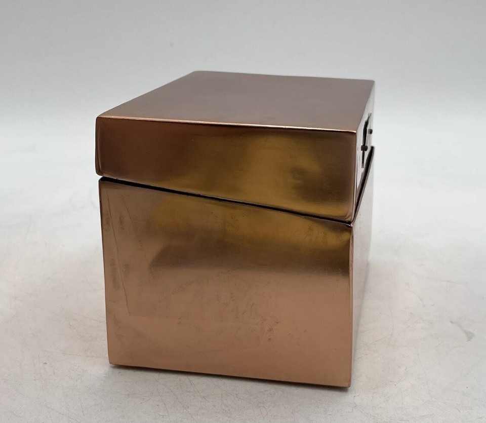 VTG Style Copper Recipe Box Tin Brass Tag Farmhouse Handmade Unique ...