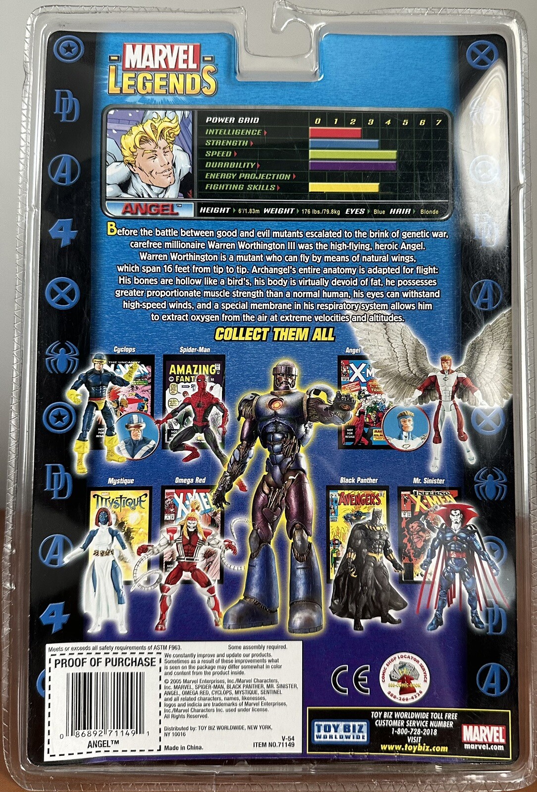 ToyBiz Marvel Legends Sentinel Series ANGEL Action Figure | NIB w/ BAF ...