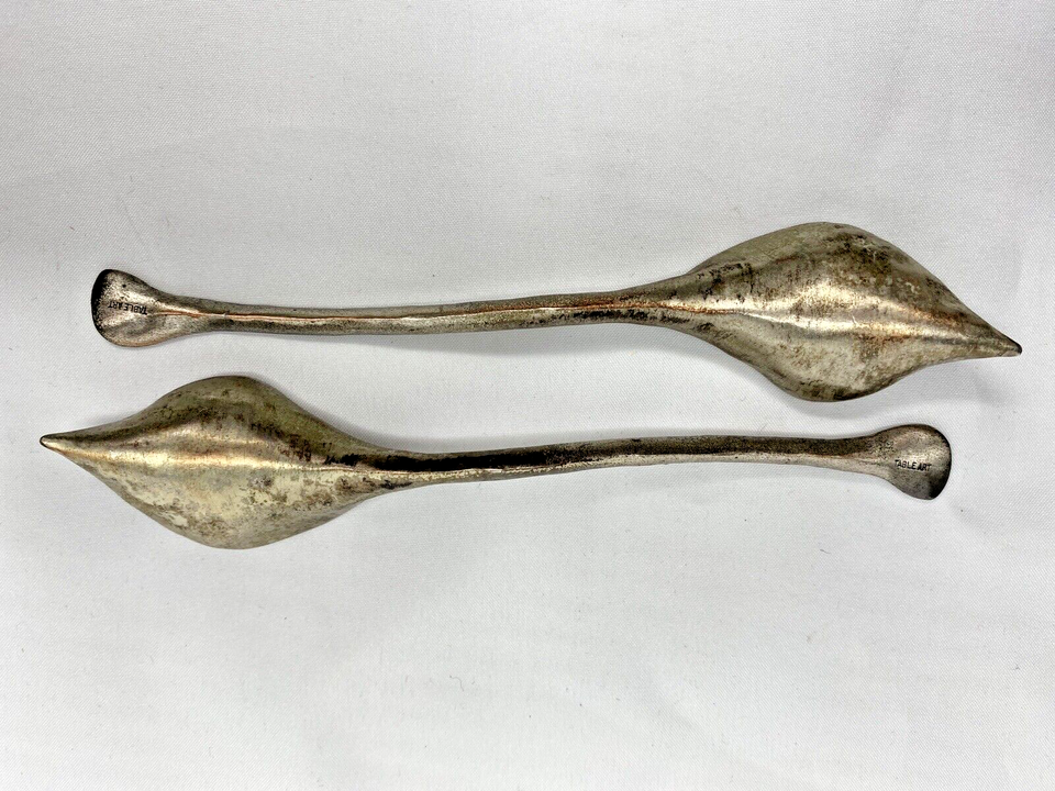 Michael Michaud Hasta Leaf Serving Spoons by Table Art Pewter Silver | eBay