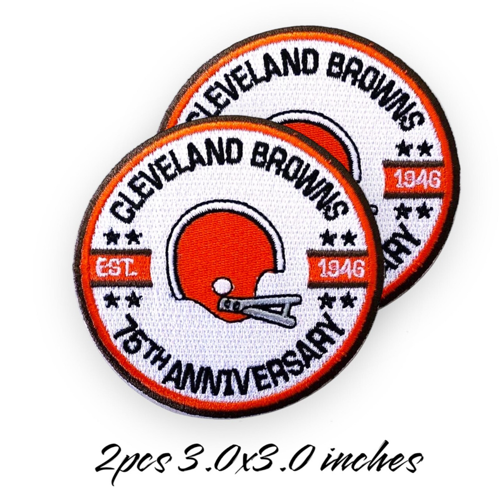 2PCS Cleveland Browns 75th Anniversary Embroidered Iron On Patch | eBay