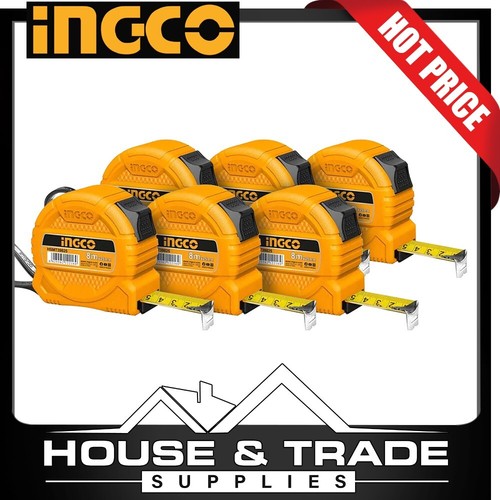 INGCO Tape Measure 6 Piece 8m x 25mm One Button METRIC HTM-HSMT39825-1 ...