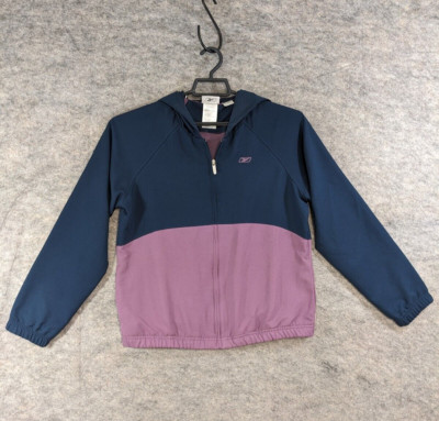 Reebok Jacket Women Medium Blue Purple Full Zip Hooded Mesh Lining ...