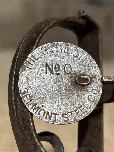 Vintage The Sure Grip Belmont Steel No 0 Long Spring Trap Trapping ...