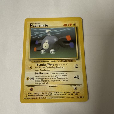Pokémon Card Magnemite 53/102 Base Set Unlimited Vintage WOTC NM-Mint ...
