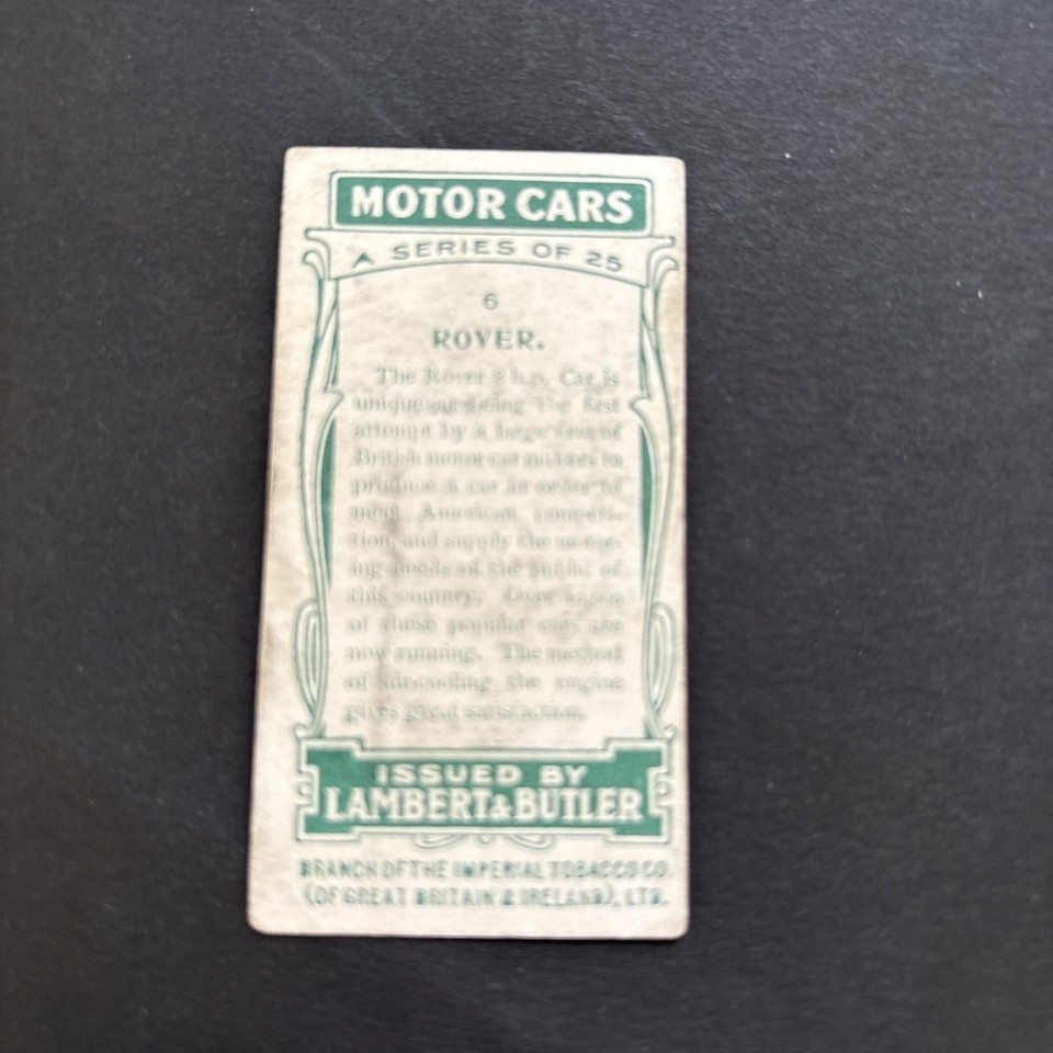 LAMBERT & BUTLER - MOTOR CARS (GREEN) - 6 ROVER AL23 106 | eBay