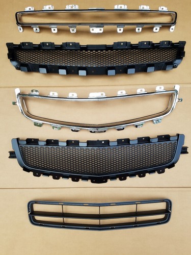 2008-2012 Chevrolet Malibu Front Bumper Upper Center Lower Black Grille ...