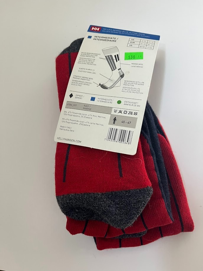 HH LIFA Merino Blue Alpine Mens Intermediate Wool Socks Red US 11-12.5 ...