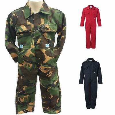 KIDS ARMY BOYS BOILERSUIT OVERALLS OVERALL BOILER SUIT CAMOUFLAGE CAMO ...