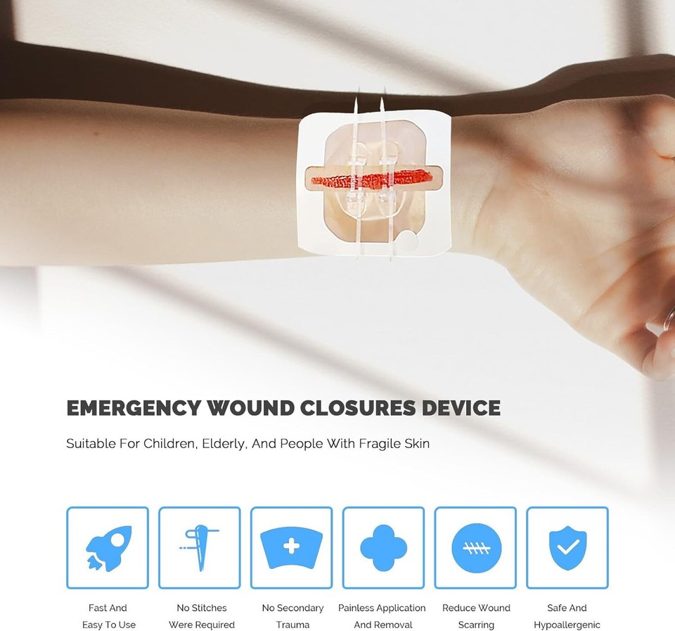 Zip Stitch Emergency Wound Closure Strips 4Pcs Laceration Kit... | eBay