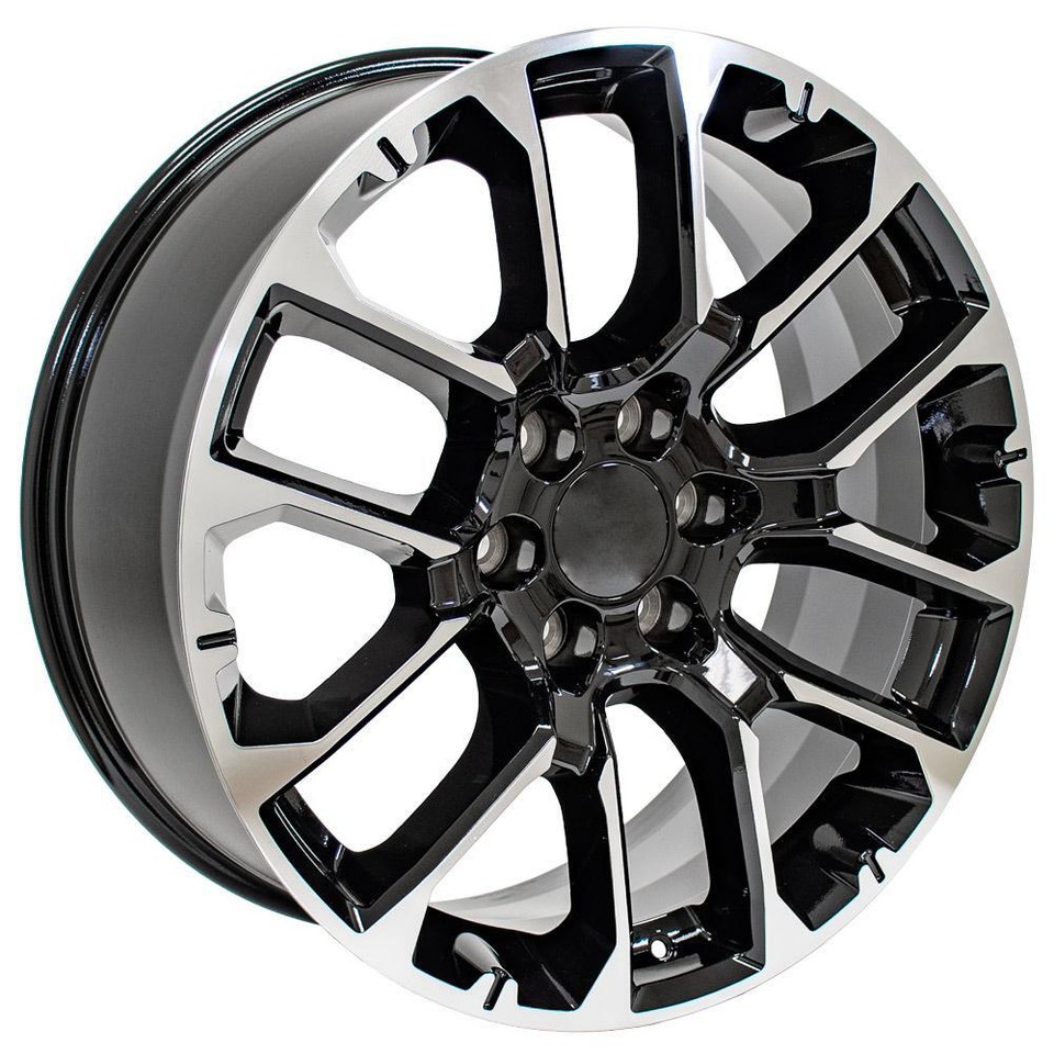 22 inch Black Machined SRV Rims Set Fits GMC Sierra Yukon Escalade RPO ...