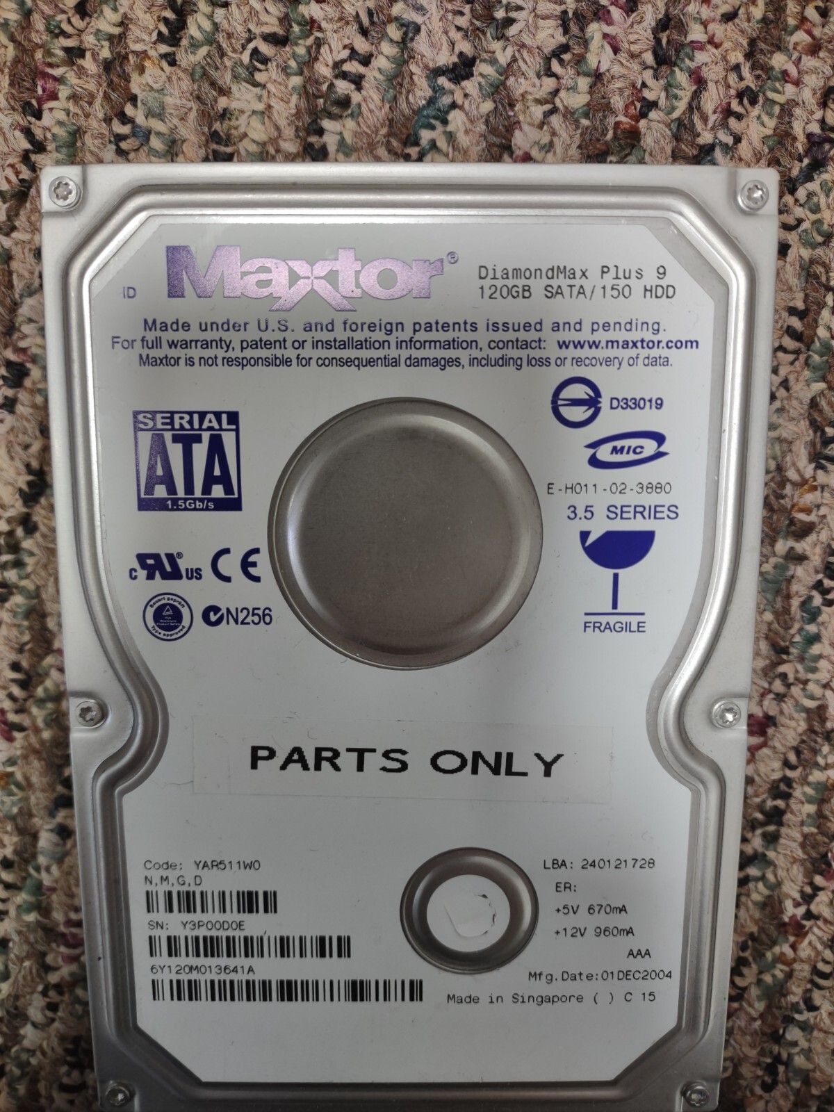 Maxtor DiamondMax Plus 9 80GB Internal 7200RPM 3.5" (6Y080P0422811) HDD ...