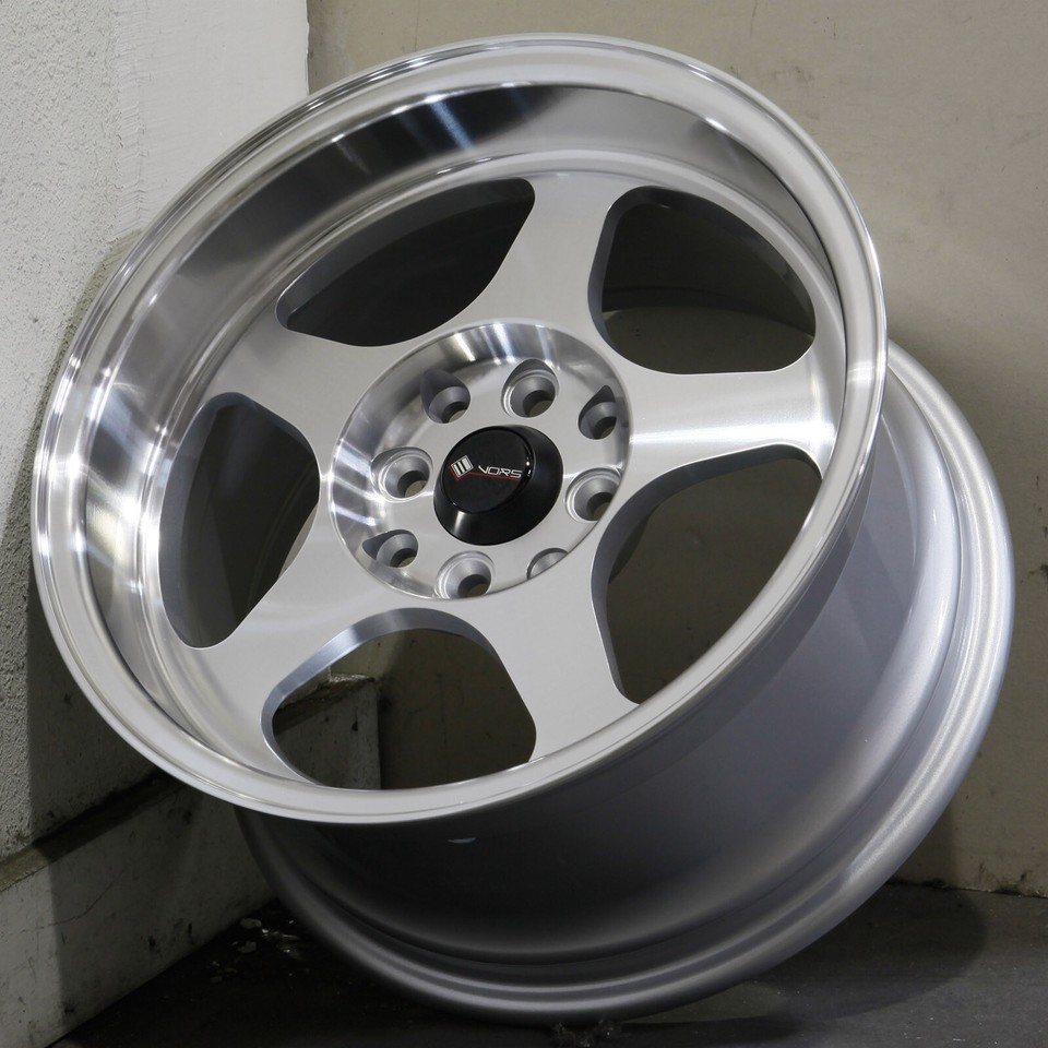 17x8 Vors SP1 4x100/4x114.3 30 Silver Machined Wheels Rims Set(4) 73.1 ...