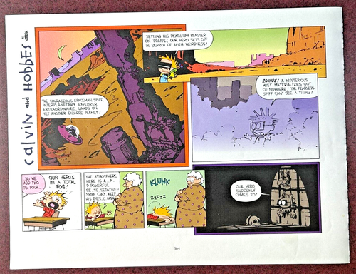 1990's Vintage CALVIN AND HOBBES COMIC STRIP Pin-Up WALL ART - SPACEMAN ...