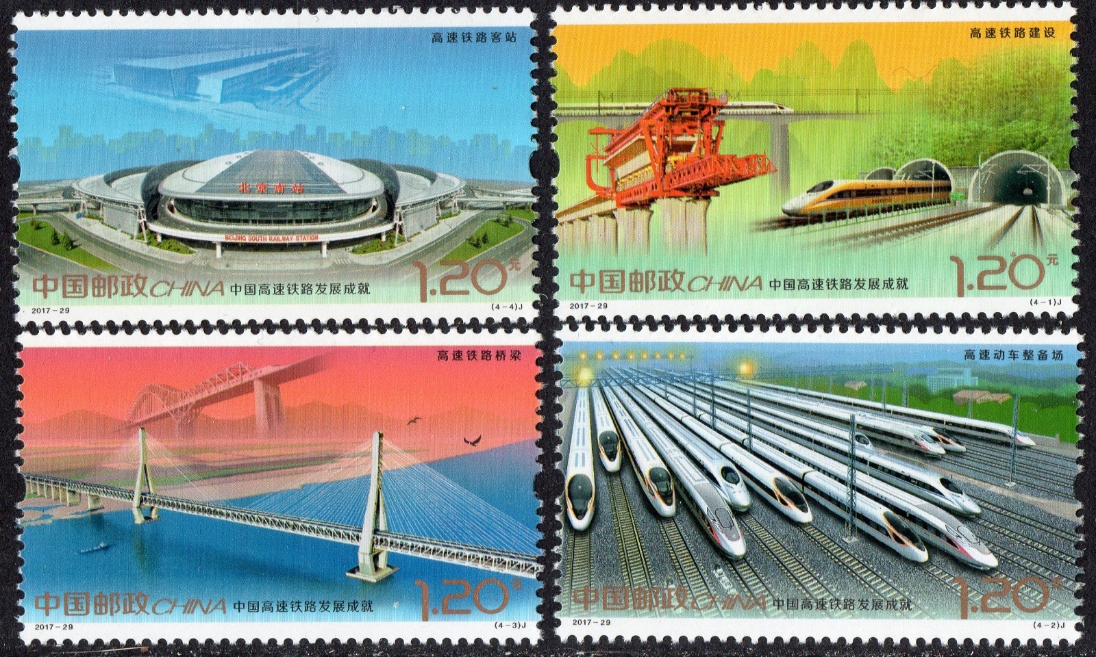 CHINA 2017-29 HIGH SPEED RAILWAY DEVELOPEMENT -- Set of 4 Stamps | eBay