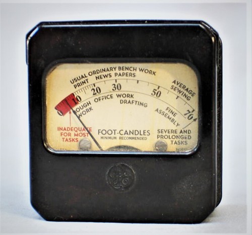 Vintage 1935 GE Light Meter - Recommended Foot-Candles - for office ...