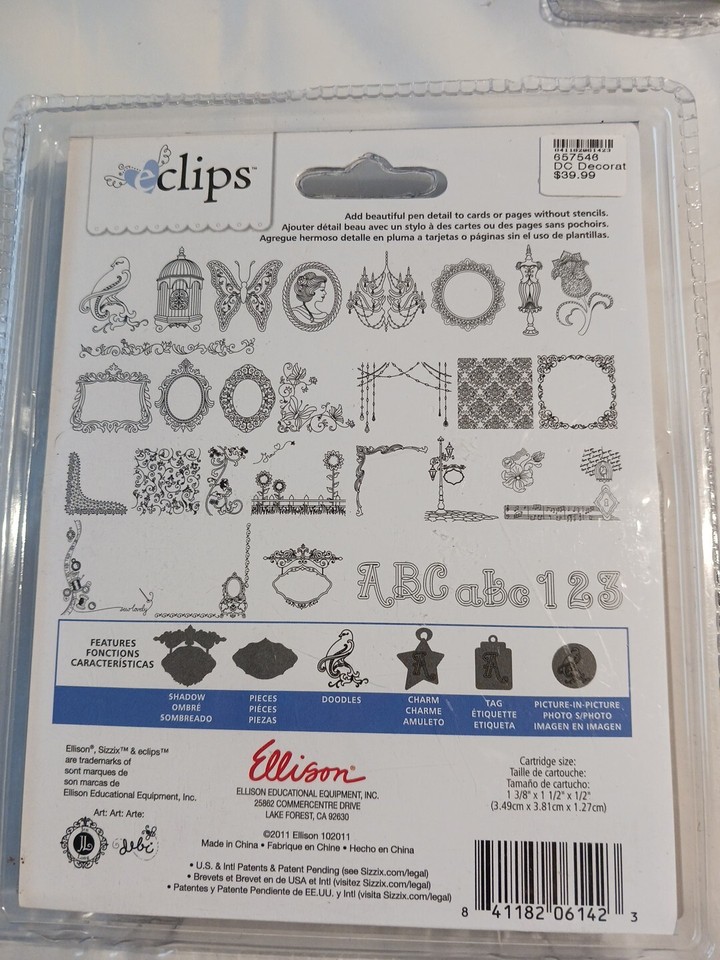 "DECORATIVE DOODLES" CARTRIDGES FOR SIZZIX ECLIPS DIE CUTTING MACHINE ...