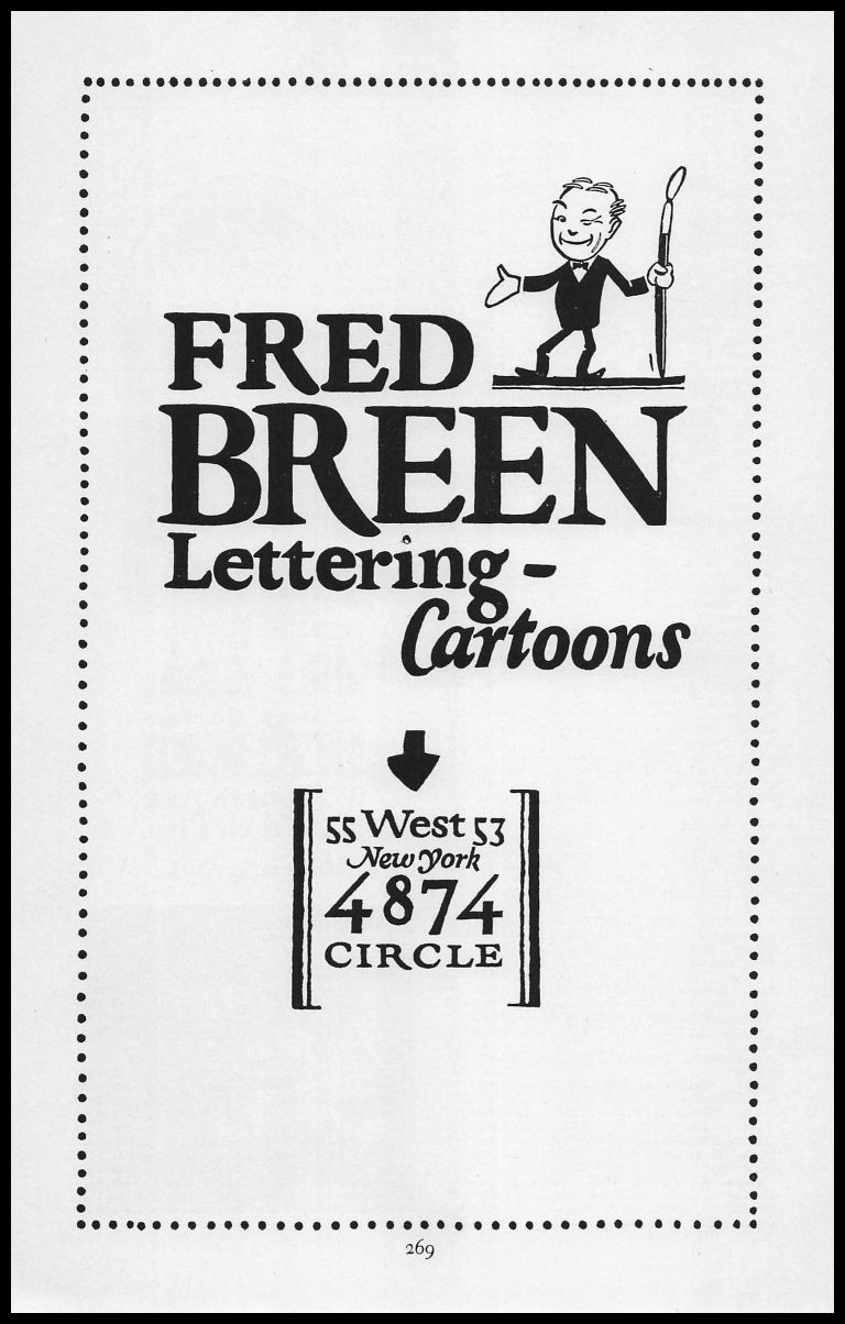 1924 Fred Breen Lettering Cartoon New York City Advertising Art Vintage ...