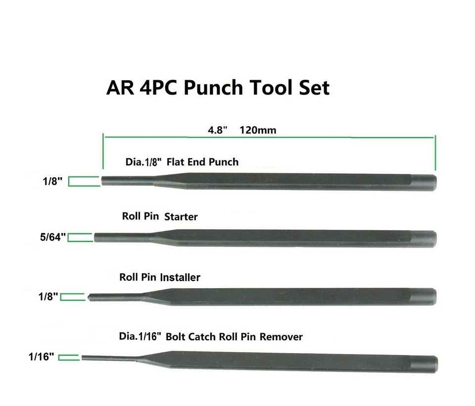 4PC Punch Set Roll Pin Installer and Removal Tool All Alloy Steel Heat ...