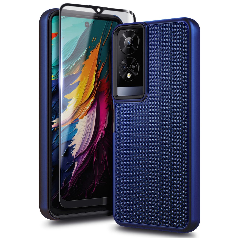 For TCL 50 XE 5G (T614) Case Hybrid Armor Phone Cover + Tempered Glass ...