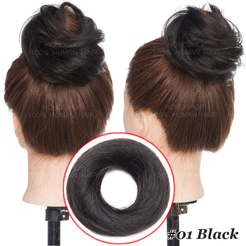 REMY Haarknoten 100% ECHTHAAR Dutt Bun Gewellt Scrunchie Haarteil Clip ...