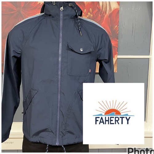 Faherty Brand Softshell Windbreaker Unlined Full Zip Jacket Hooded Mens ...