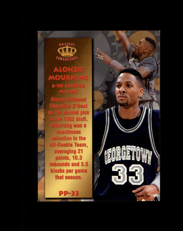 Alonzo Mourning Signed 1996-97 Pacific Power #PP-33 IPA In Person ...