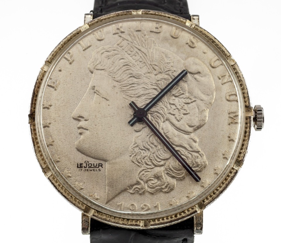 Le Jour Men's 1921 Morgan Dollar Hand-Winding Watch w/ Leather Band | eBay