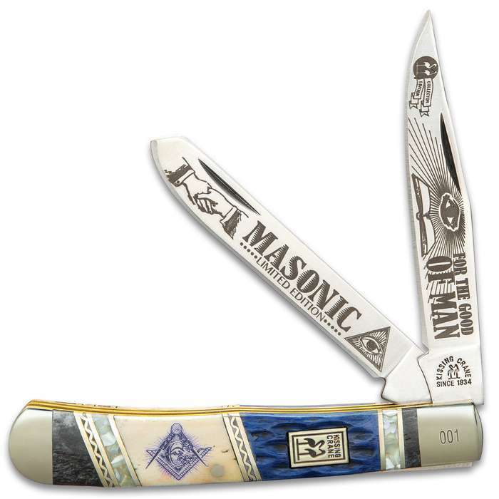 Kissing Crane Freemason Masonic Trapper Folding Pocket Knife ...