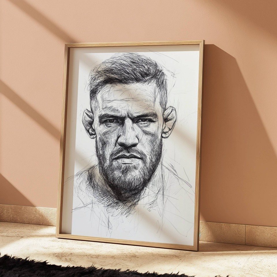 CONOR McGREGOR DRAWING PRINT PORTRAIT SKETCH 8" x 10" CONOR McGREGOR ...