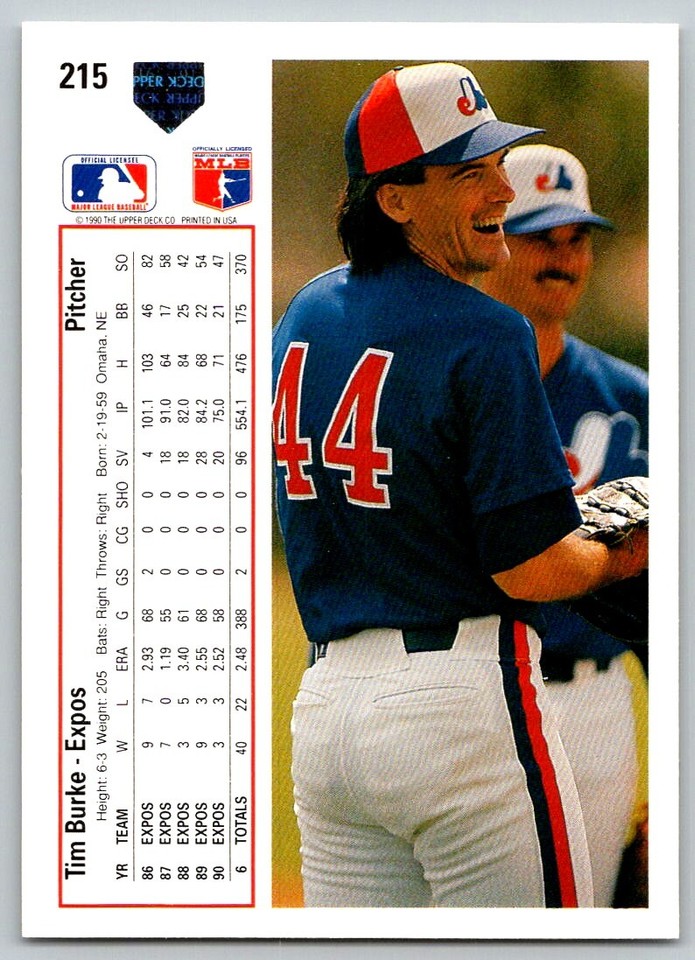 1991 UPPER DECK TIM BURKE MONTREAL EXPOS #215 | eBay