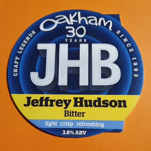 OAKHAM brewery JHB beer real ale pump clip front badge Peterborough 30 ...