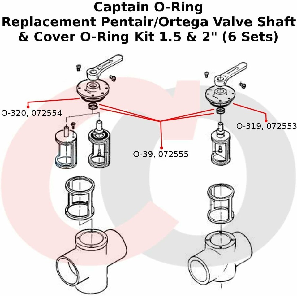 (6 Sets) Valve Cover & Shaft O-Rings for Pentair/Ortega 1.5-2” Pool ...