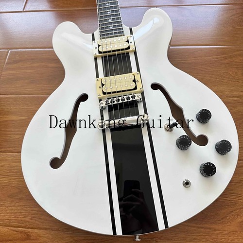 Semi-Hollow ES-335 White Electric Guitar Fixed Bridge 2H Open Pickups ...