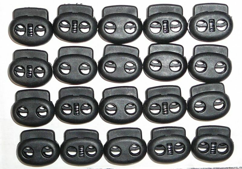 20 Two Hole Spring Toggle Cord Lock Spring Loaded 3/16" holes * USA ...