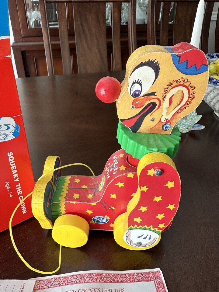 Fisher Price Squeaky The Clown Pull Toy 1995 Limited Edition. In Box ...
