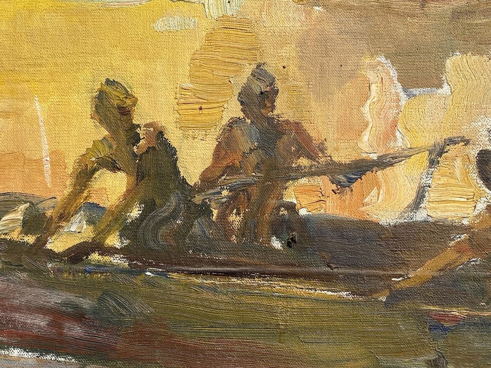 🔥 Historic RARE Vintage Tiki Bar Los Angeles Mural Oil Painting FRANK ...