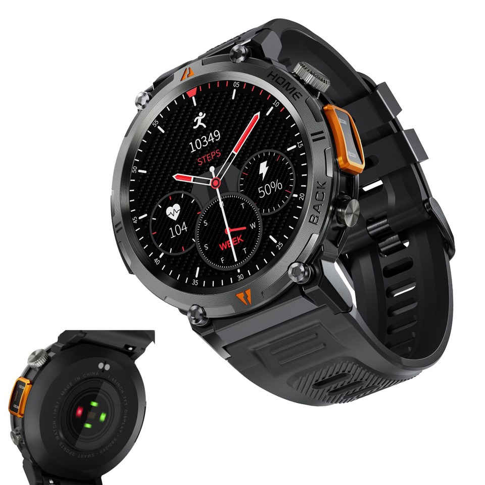 1.45" Big Screen Smart Watch for Men Tactical Rugged SmartWatch w/LED ...