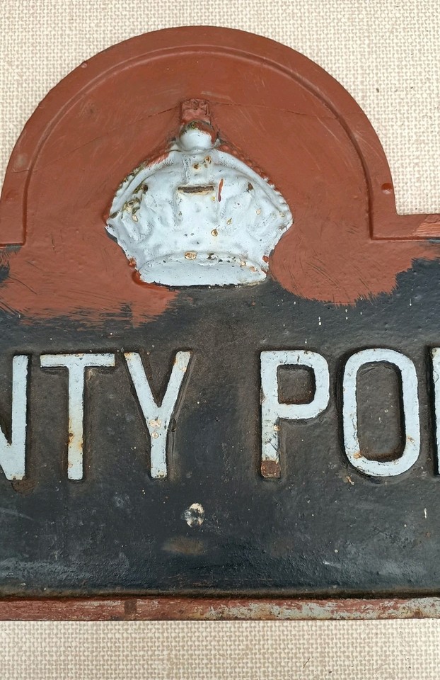 VINTAGE CAST IRON 'COUNTY POLICE' STATION SIGN 63 X 35CM | eBay UK