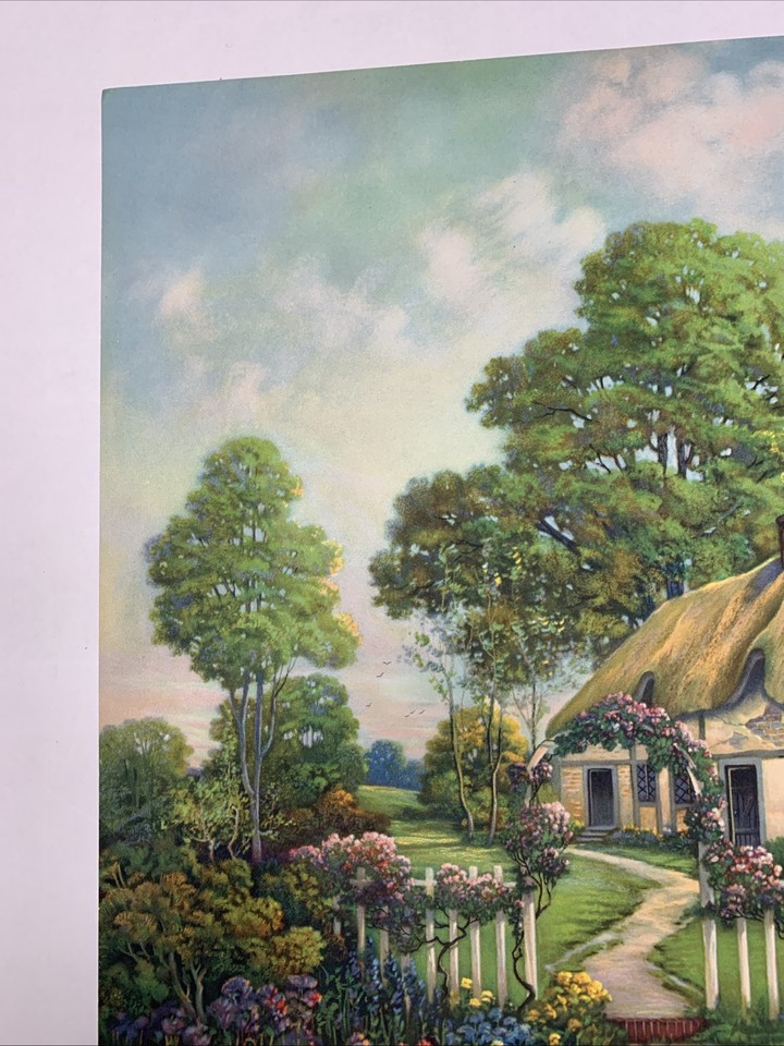 CHEERY!! Original Vintage Harry Hadland 12x15 Garden Print Vivid Color ...