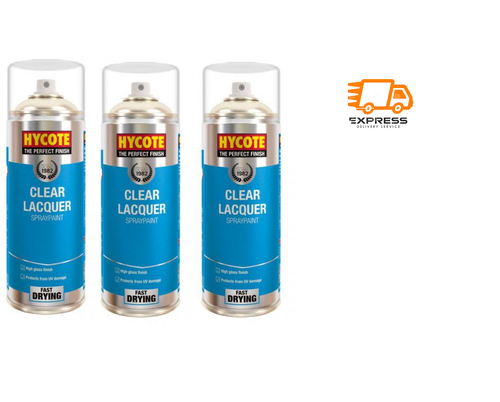 3x Hycote Clear Lacquer Coat Spray Paint Rattle Can Varnish 400ml ...