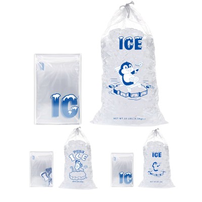 10pcs Drawstring Ice Bag Clear Plastic Party Bags 8/10/20 Lb Reusable ...