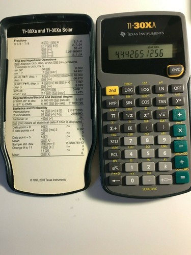 TEXAS INSTRUMENTS Scientific Calculator TI-30Xa Solar w/cover & Chart ...
