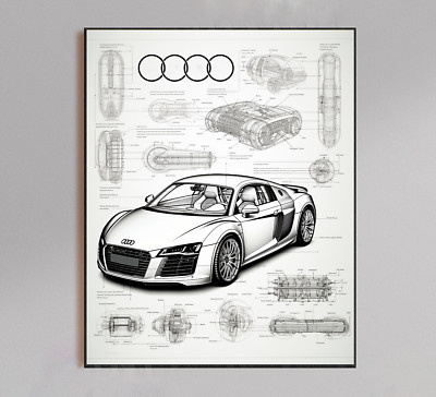 Audi R8 Poster- Audi R8 Patent Print, Audi svg, Audi R8 Art, Audi R8 ...