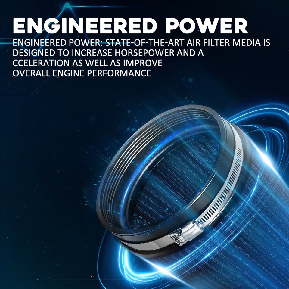 6" Blue High Flow Cold Air Intake Cone Dry Filter Short Performance ...